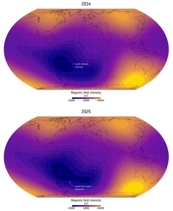 Vast Anomaly in Earth's Magnetic Field Keeps Growing, Satellites Reveal ...