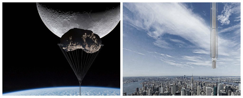 What do you call a skyscraper that's hanging from outer space... a ...